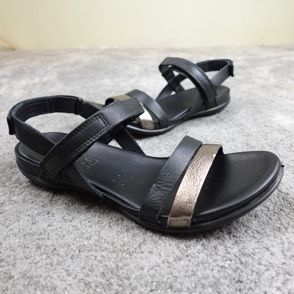 Ecco | Shoes | Ecco Sandals Womens 105 Black Leather Shoes New Work ...